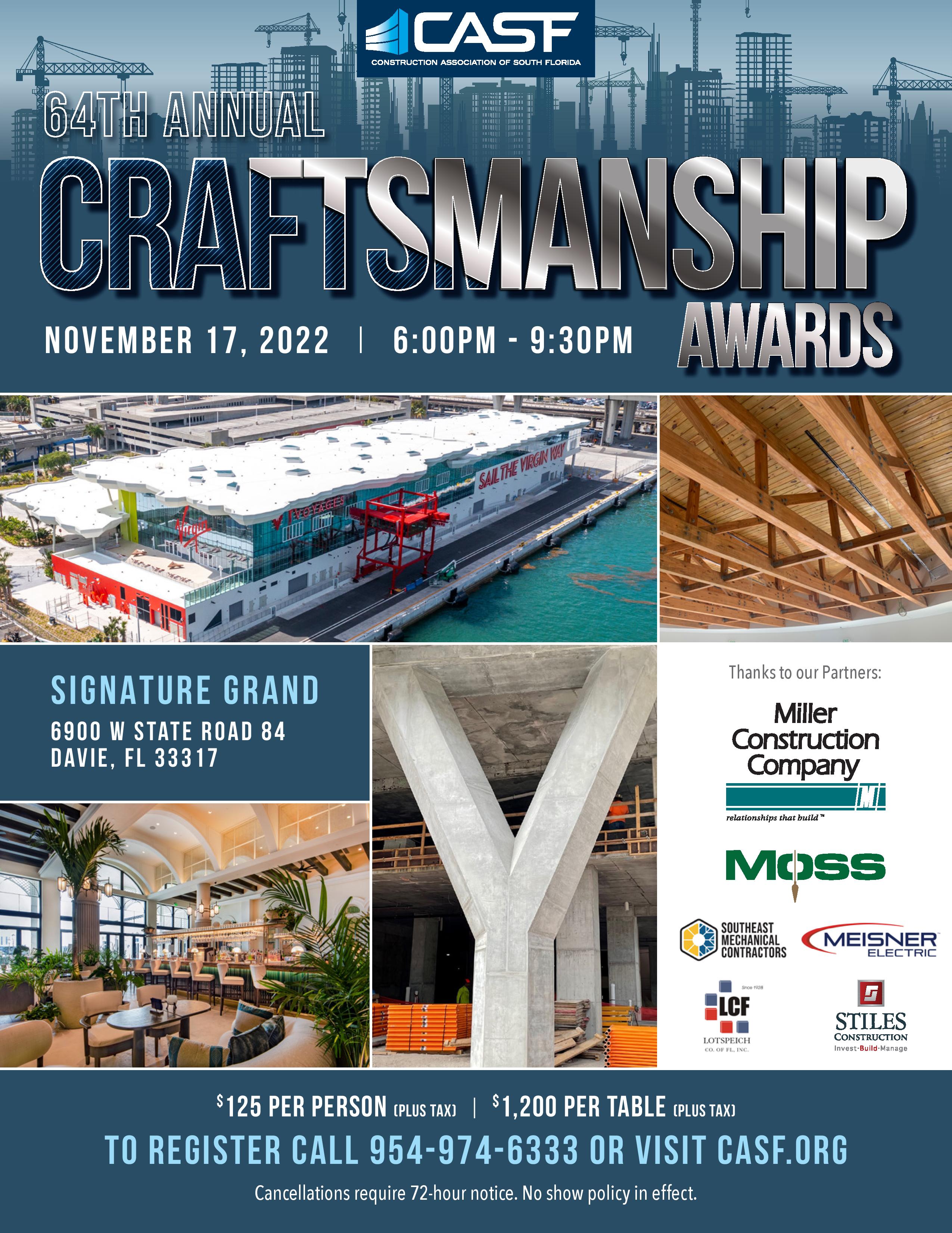 Construction of South Florida - 64th Annual Craftsmanship Awards